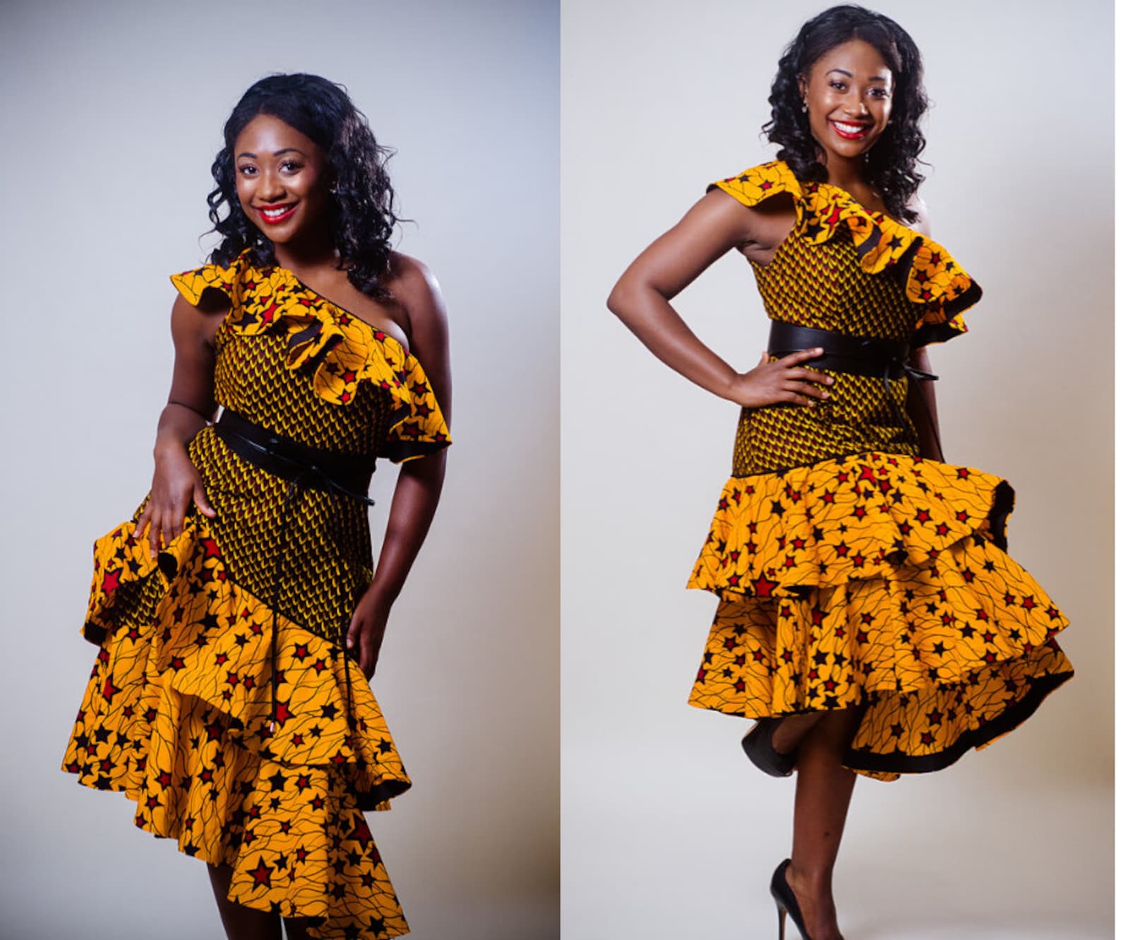 African Print One Shoulder Dress African Print Ruffle Dress - Etsy