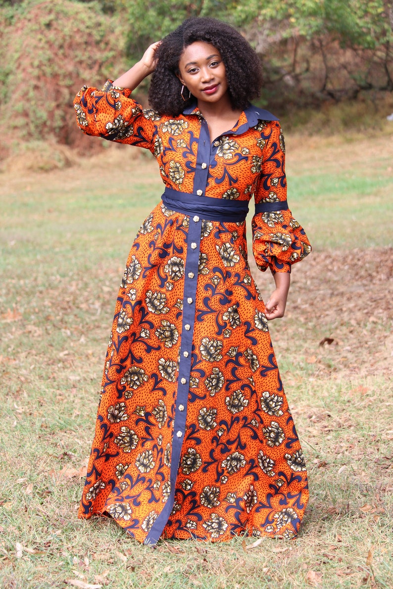 Robe Maxi Africaine Robe Chemise Africaine Robe Maxi Ankara Etsy