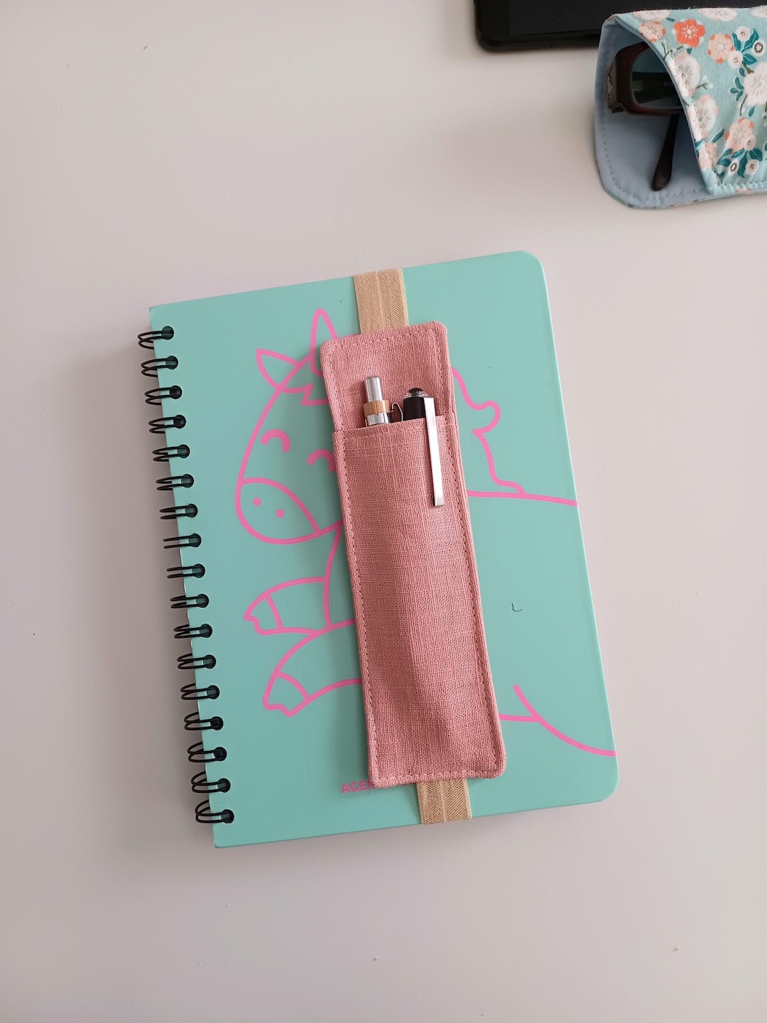 Fabric Pen Holder, Bookmark Pen Holder, Notebook Pen Sleeve, A5 Pen ...