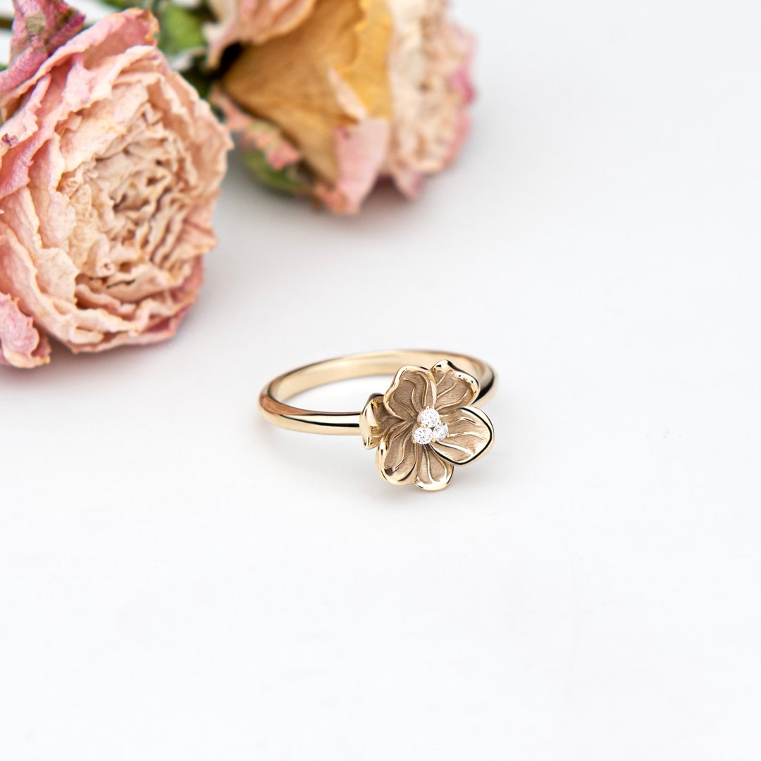 Juliette Flower Gold Ring Romantic Dainty Ring Inspired by - Etsy