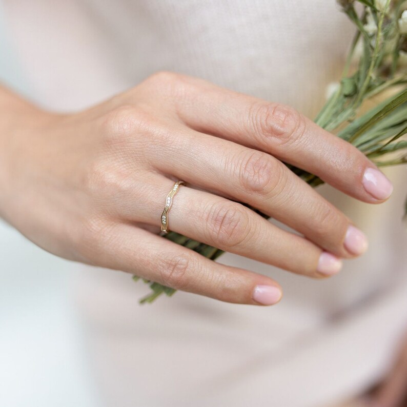 Amorina a Delicate Gold Wedding Ring With Diamonds. A Timeless, Subtle ...
