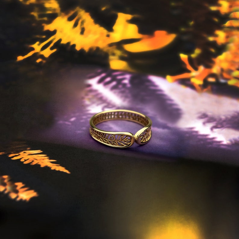 Fern Gold Wedding Ring With a Fern Motif. the Fern Gives the - Etsy