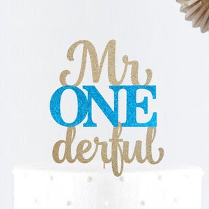 Glitter Mr ONE Derful Cake Topper • Number Cake Topper •first Birthday ...