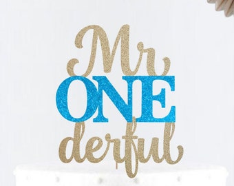 Mr Onederful Cake Topper Mr One Derful First Birthday Cake - Etsy