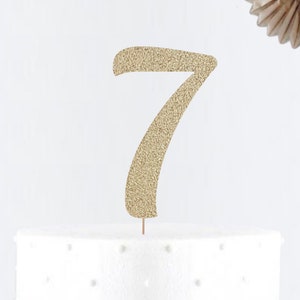 Glitter 7 Cake Topper • Seven Cake Topper • Age Cake Topper• Number ...