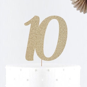 Glitter 10 Cake Topper • Ten Cake Topper • Age Cake Topper• Number Cake ...