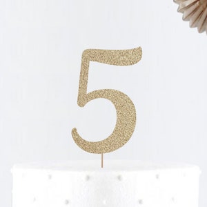 Glitter 5 Cake Topper • Five Cake Topper • Age Cake Topper• Number Cake ...