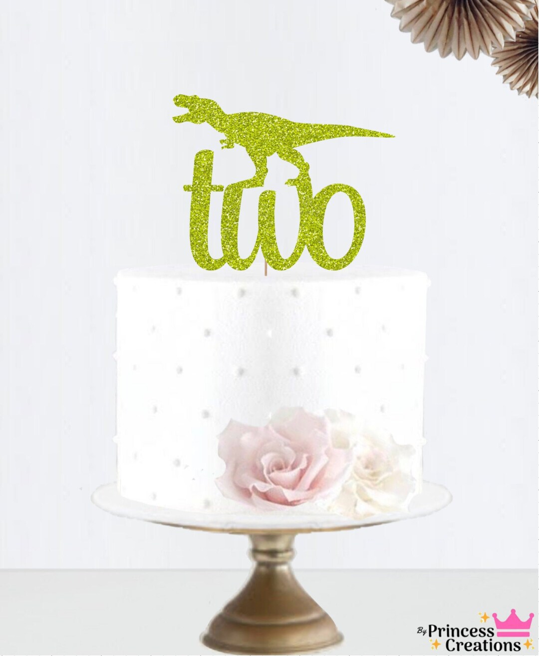 Glitter Two Dinosaur Cake Topper • Number Cake Topper • Party Decor ...