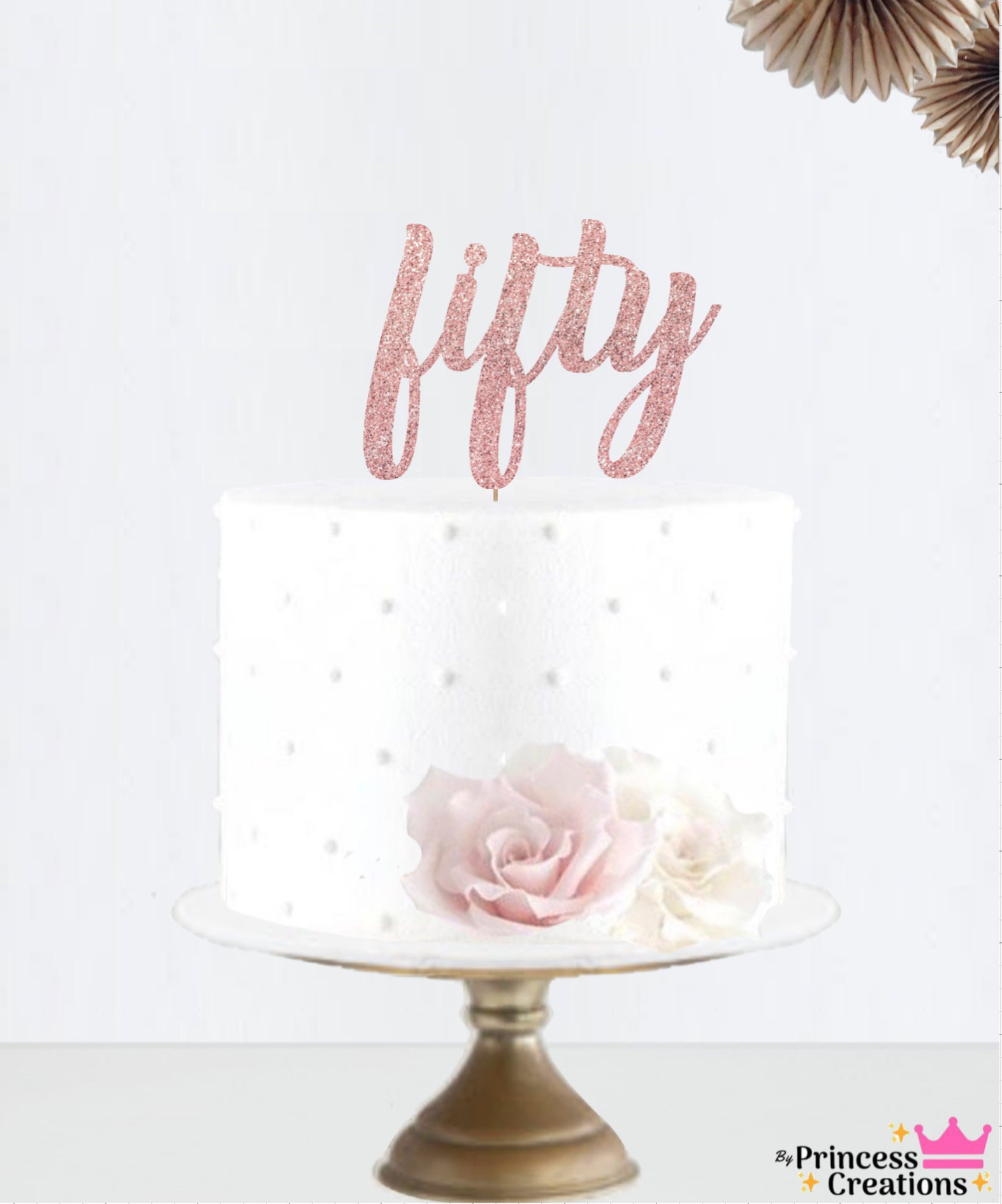 Glitter Fifty Custom Cake Topper Birthday Party Decor | Etsy