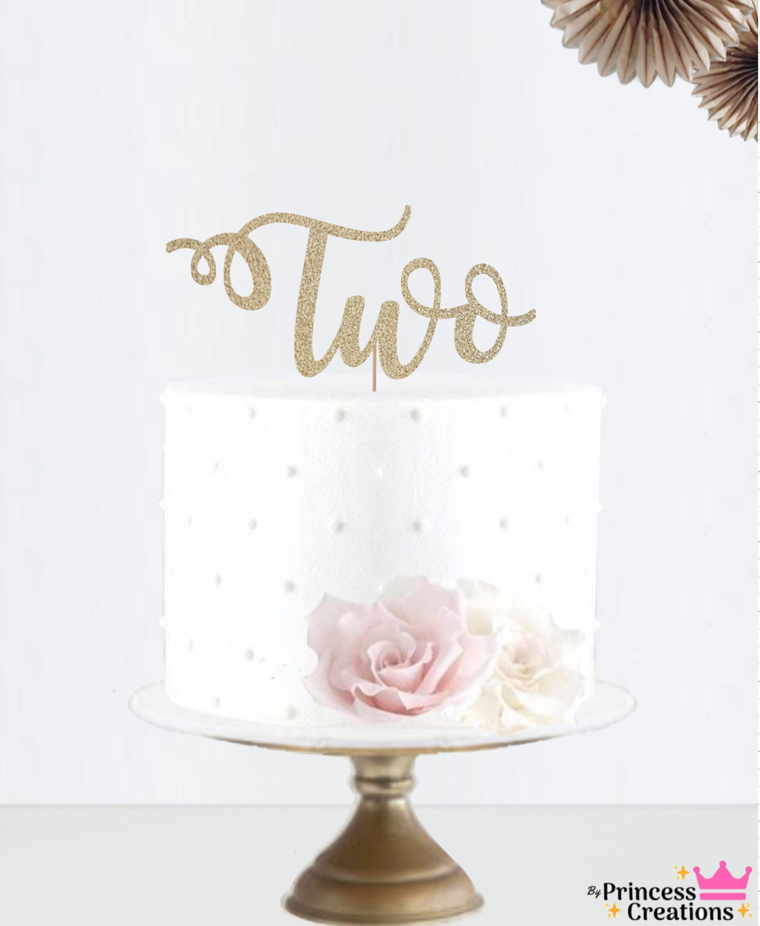 Glitter TWO Cake Topper Second Birthday Cake Topper | Etsy