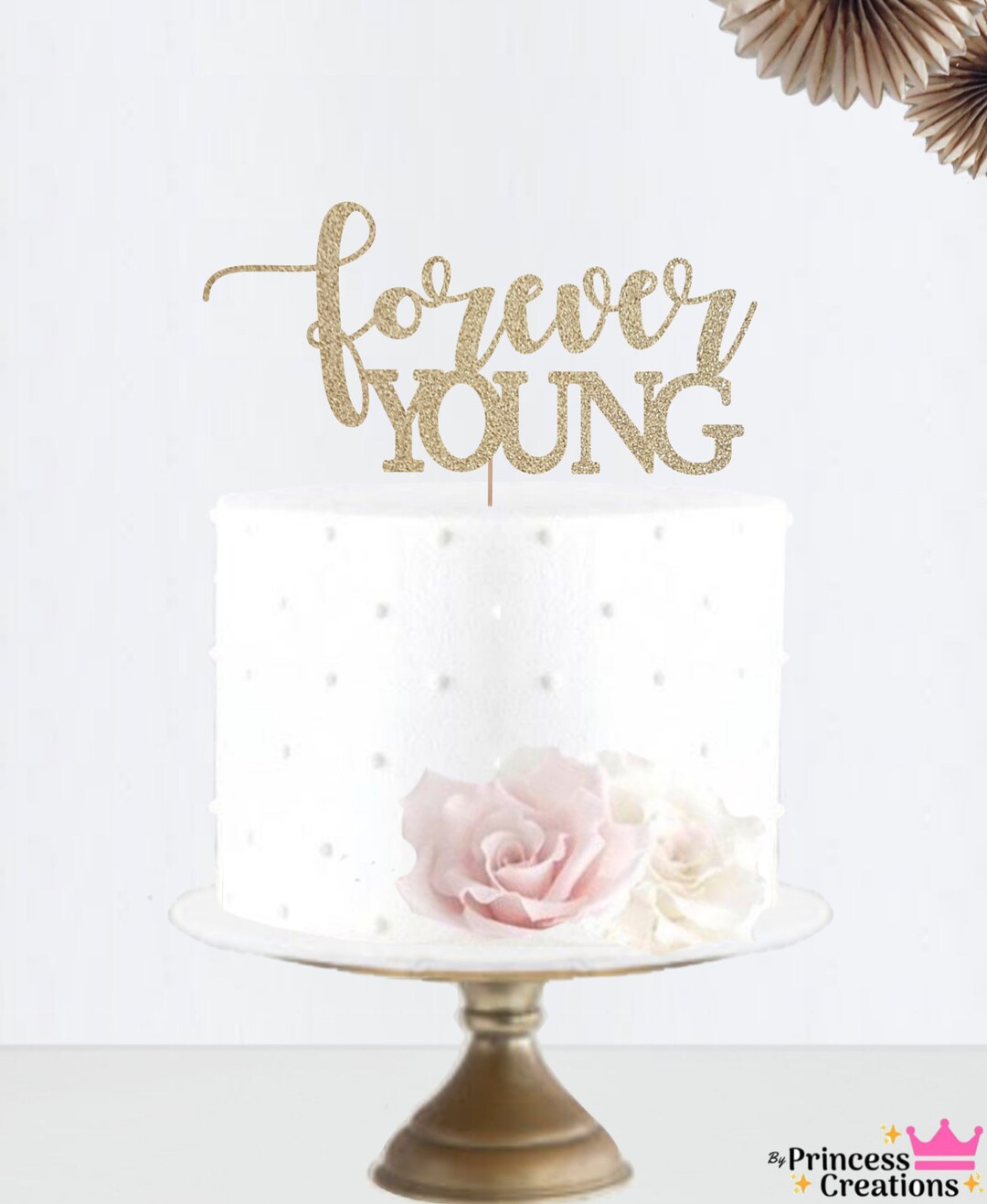 Glitter Forever Young Custom Cake Topper • Birthday Party Decor ...