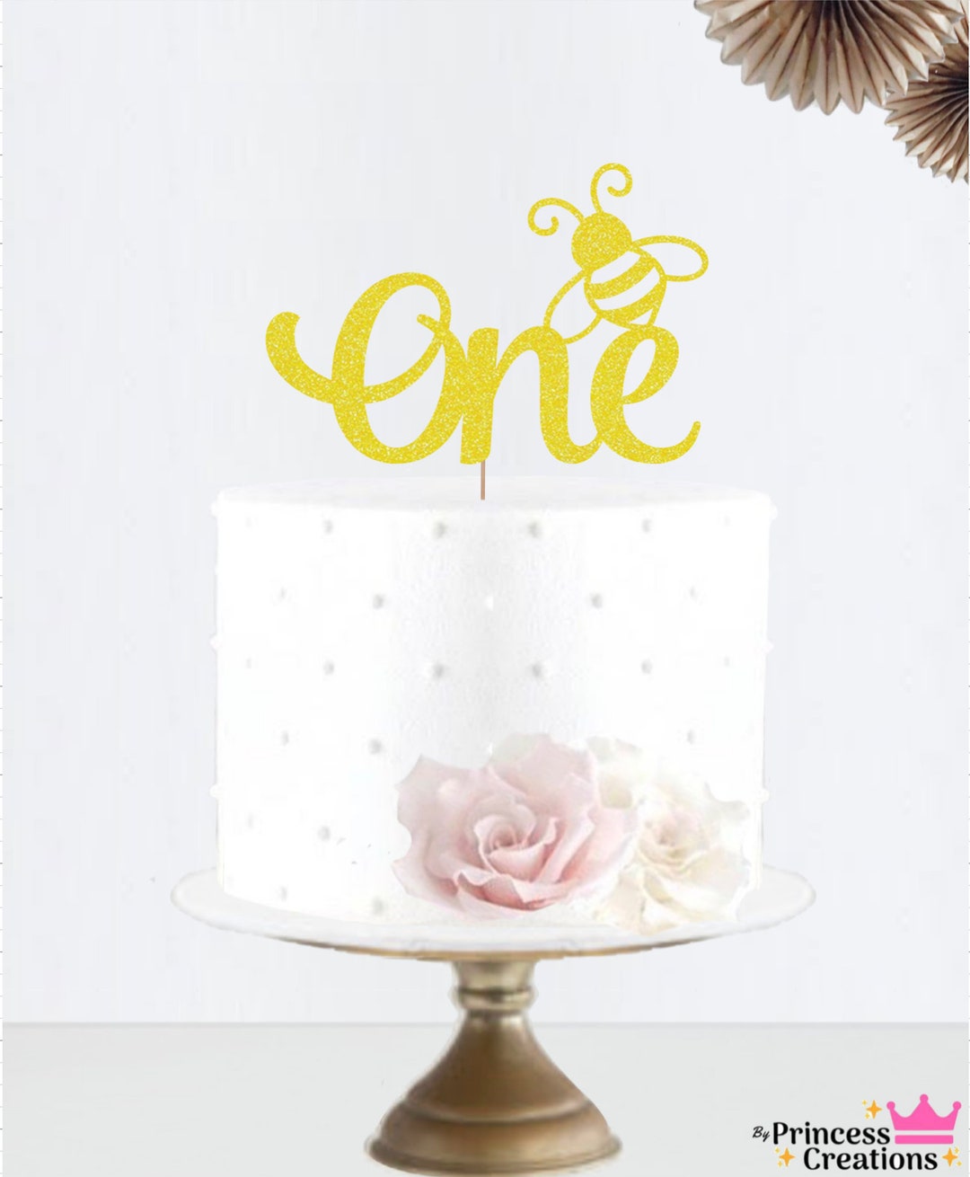 Glitter One Bee Cake Topper • Number Cake Topper • Summer Party Decor ...