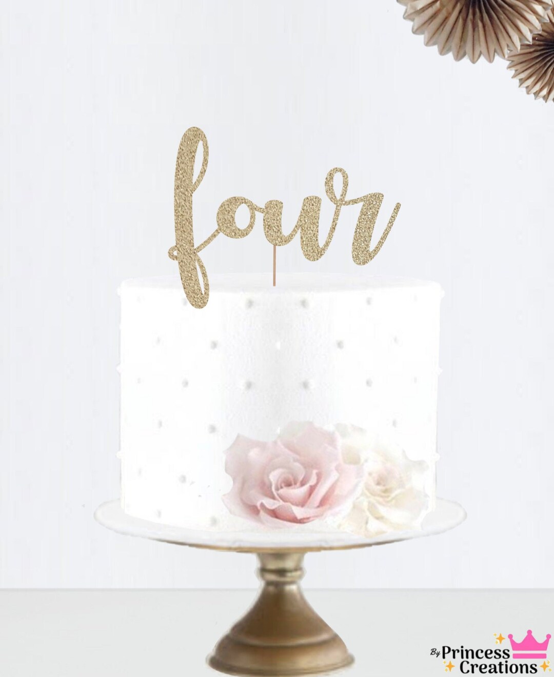 Glitter Four Cake Topper • Number Cake Topper • Party Decor • Birthday ...