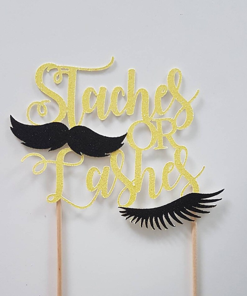 Staches or Lashes Cake Topper•he or She Cake Topper•baby Shower•gender ...