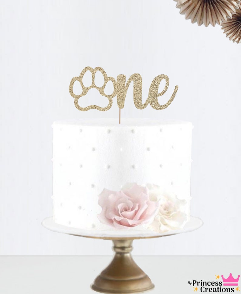Glitter One Paw Cake Topper Dog Birthday Cake Topper First - Etsy