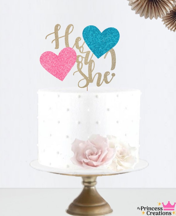 He or She Cake Topper Baby Shower Cake TopperGender Reveal | Etsy