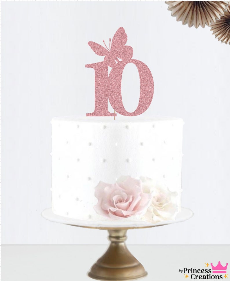 Glitter 10 Butterfly Cake Topper • Number Cake Topper • Party Decor ...