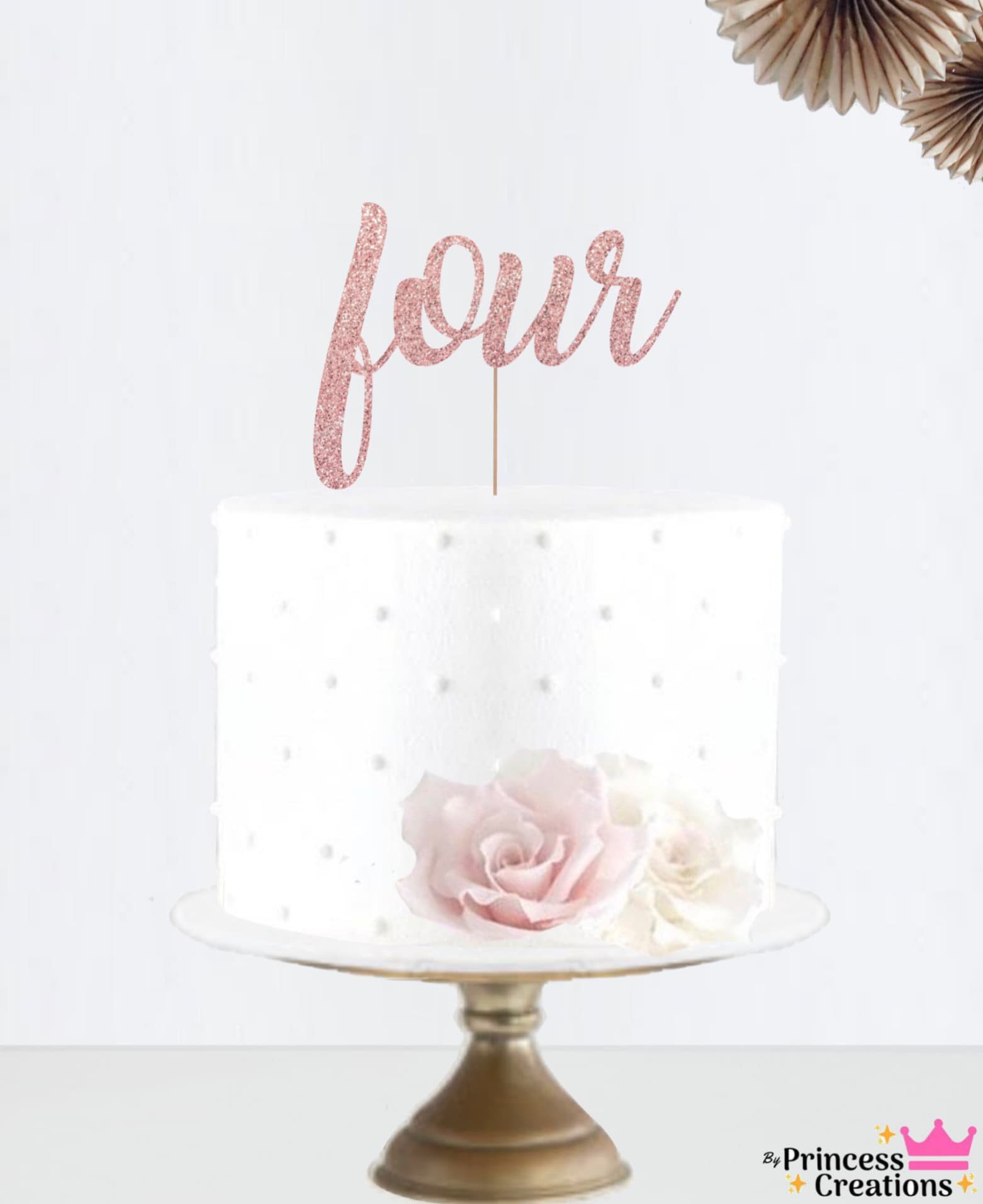 Glitter Four Cake Topper Number Cake Topper Party Decor | Etsy