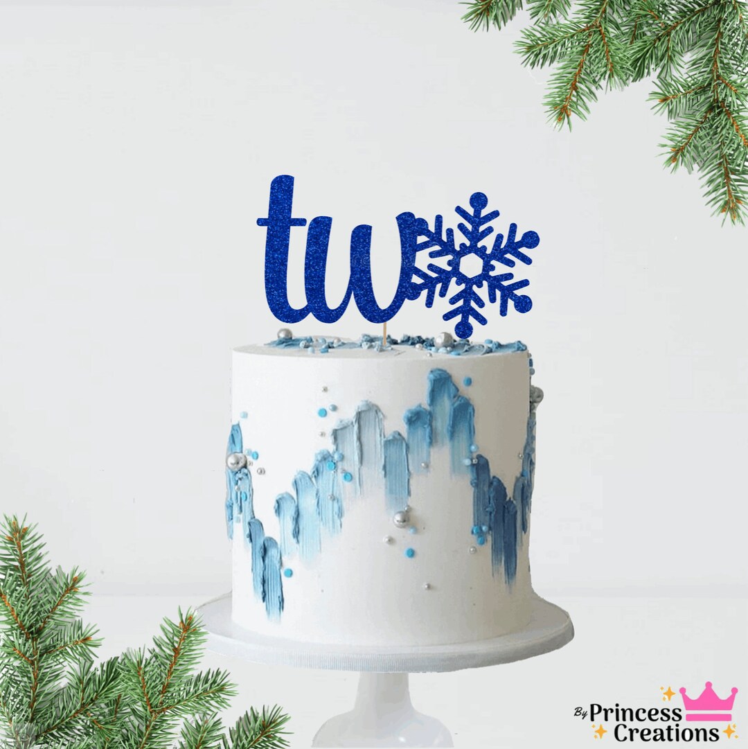 Glitter Two Snowflake Cake Topper • Number Topper • Winter Party Decor ...