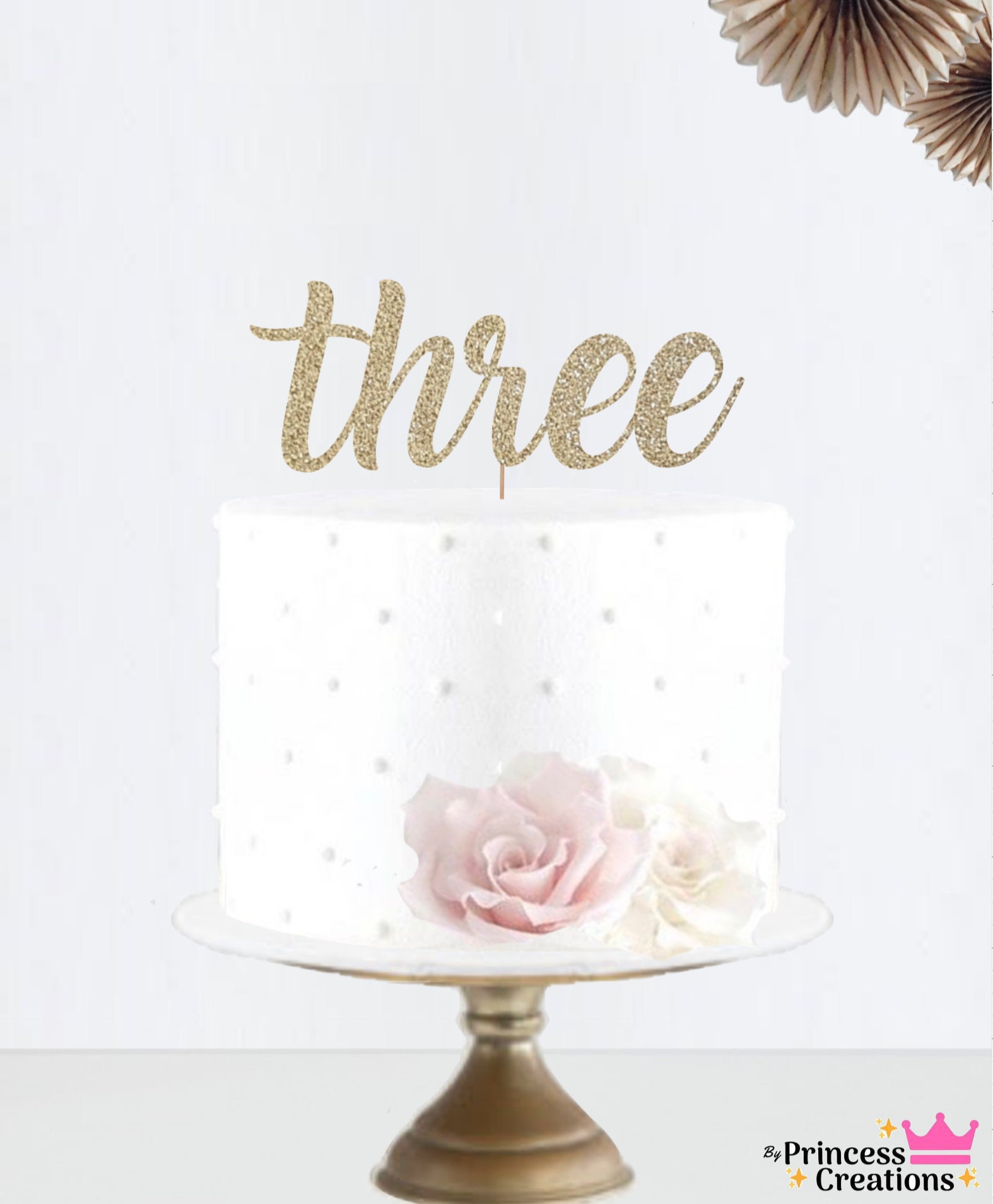 Glitter Three Cake Topper Number Cake Topper Party Decor - Etsy