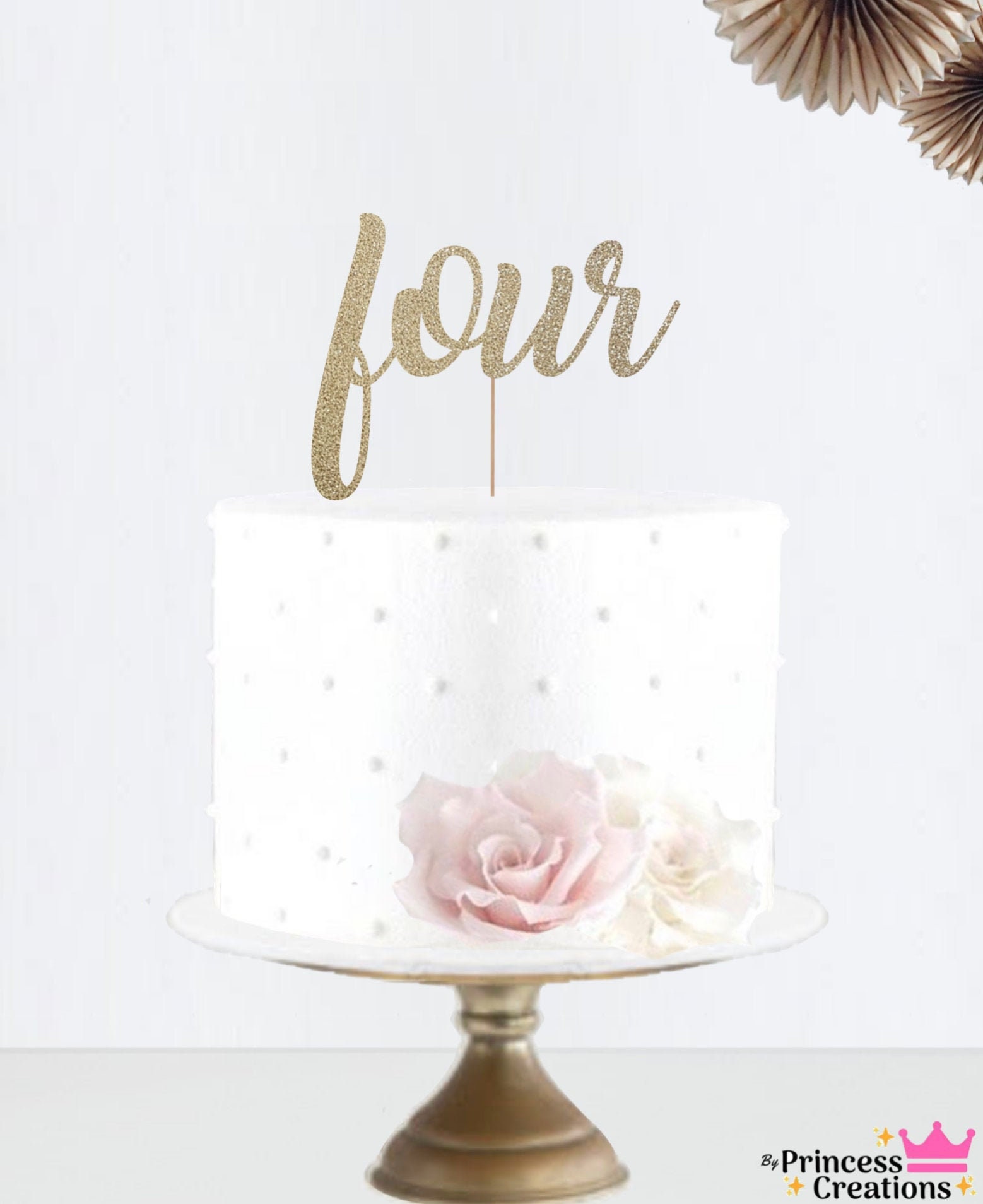 Glitter Four Cake Topper Number Cake Topper Party Decor | Etsy