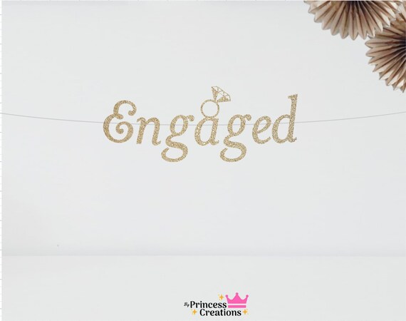 Engaged Banner Engaged Script Banner Engagement Party Decor | Etsy