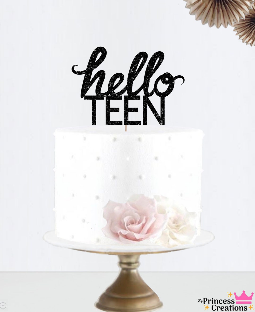 Glitter Hello Teen Cake Topper • Birthday Party Decor • Number Cake ...