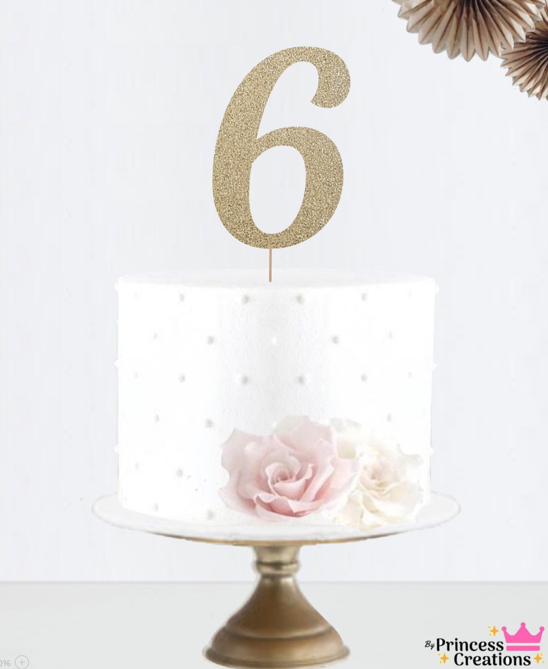 Glitter 6 Cake Topper • Six Cake Topper • Age Cake Topper• Number Cake ...