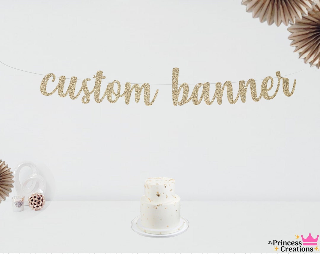 Custom JUMBO Size Cursive Letters Banner • Glitter Banner• Personalized ...
