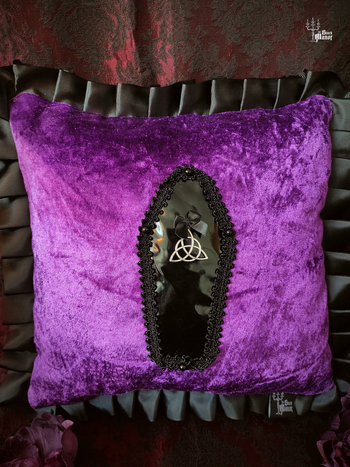 Gothic Pillow Cushion Vinyl And Velvet Victorian Etsy