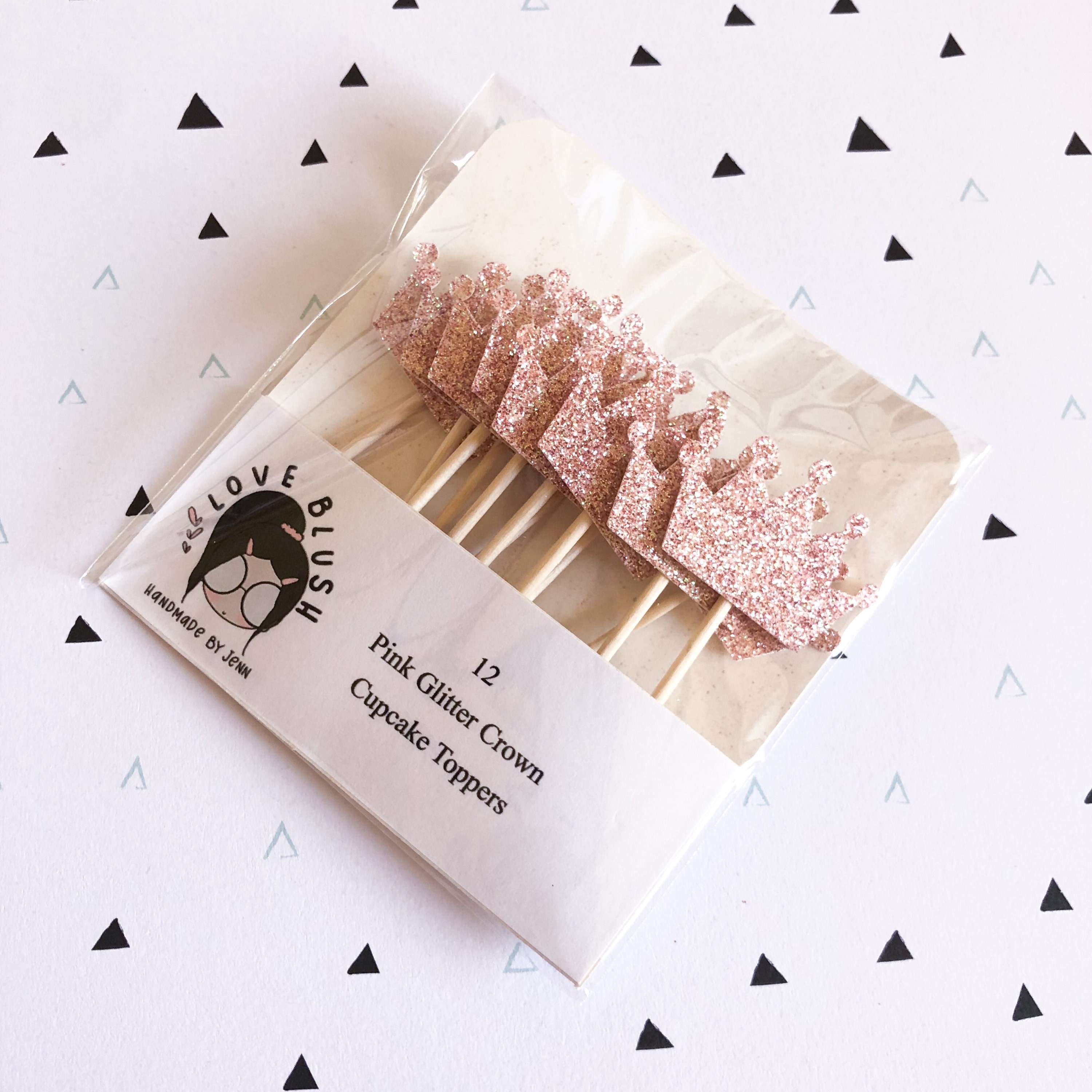 Pink Crown Glitter Cupcake Toppers Set of 12 Princess Party - Etsy