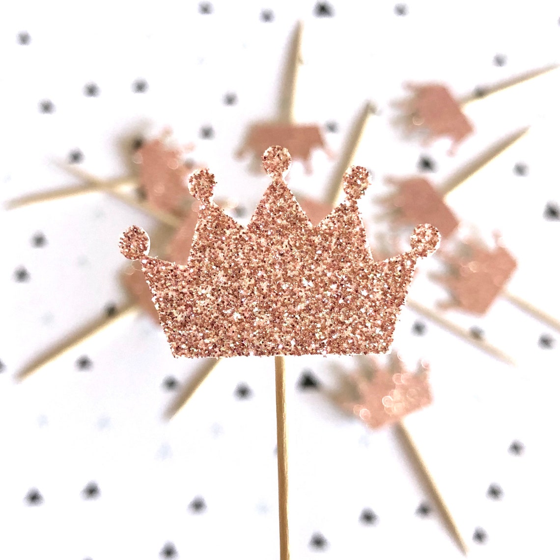 Pink Crown Glitter Cupcake Toppers Set of 12 Princess Party - Etsy