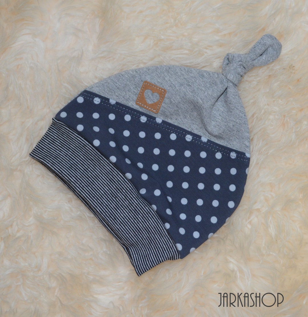 Knotted Hat "dots" Grey, Hat With Cuffs, Baby Hat, Children's Hat, Hat ...
