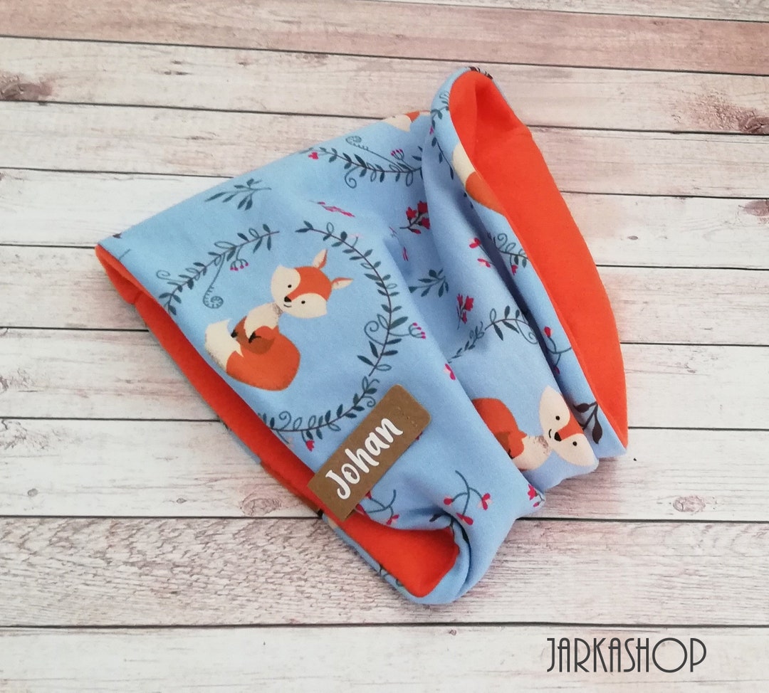 Baby/kids Loop Scarf, fox Light Blue-orange by Wish With Name, Winter ...
