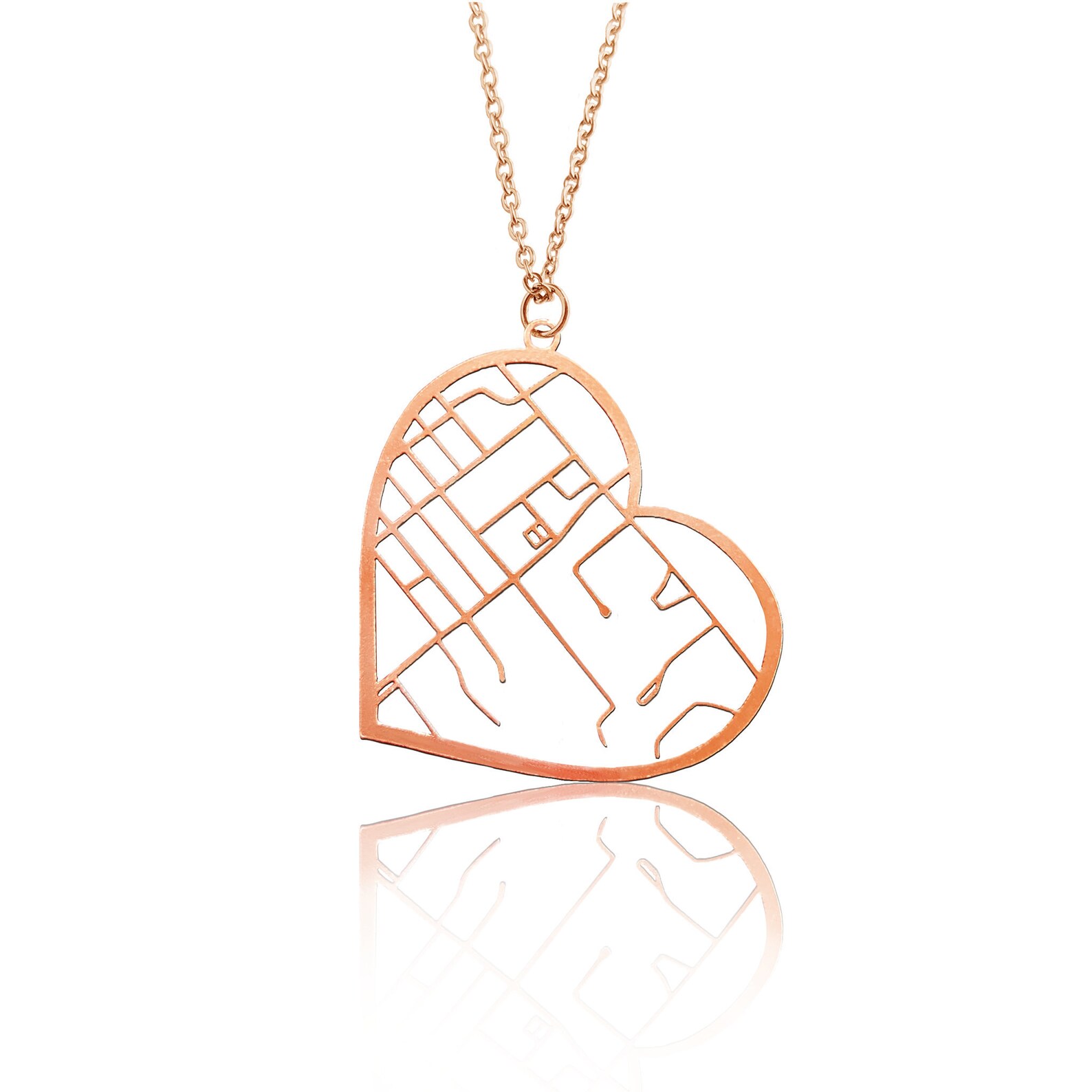 Custom Cutout Map Rose Gold Filled Heart Necklace - Etsy
