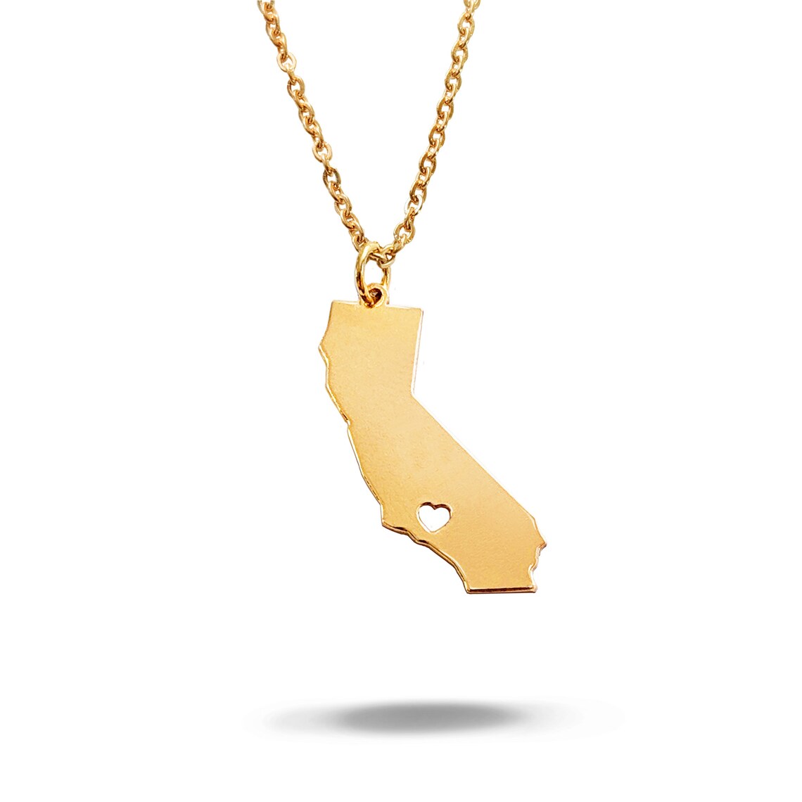Custom State With Custom Heart Location Necklace in Gold - Etsy