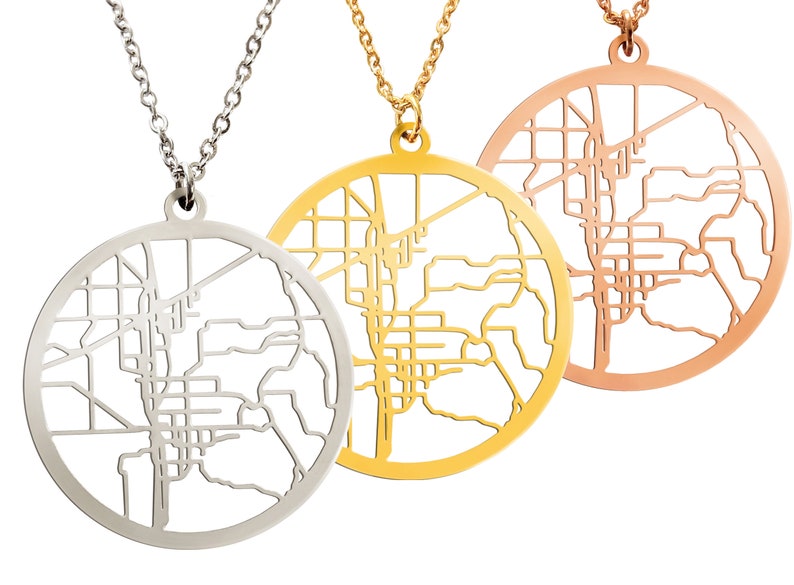 Custom Cutout Map Sterling Silver Large Circle Necklace | Etsy