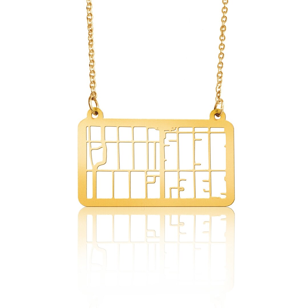 Custom Cutout Map Gold Filled Rectangle Necklace - Etsy