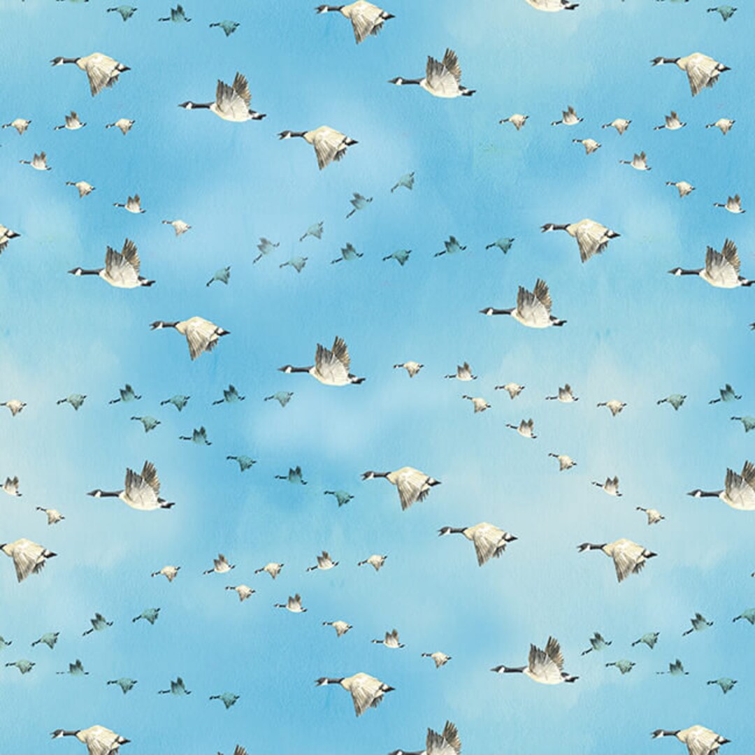Dockside Lake Life GEESE Fabric by Barb Tourtillotte for Henry Glass ...