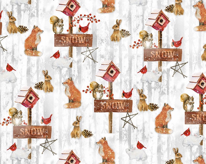 SNOW DAYS Fabric Collection Critters and Birdhouses From the Snowy Days ...
