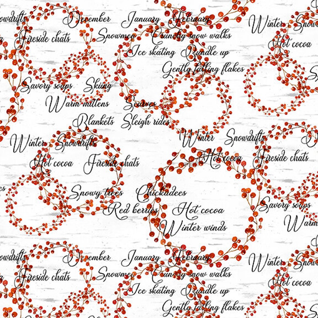 SNOW DAYS Fabric Collection Berry Wreaths, Designed by Barb ...