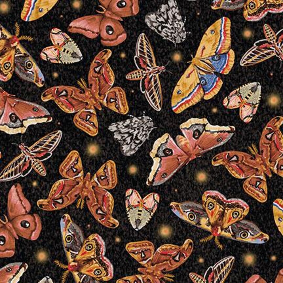 Forest Floor Colorful Moth Design by Barb Tourtillotte for Henry Glass ...
