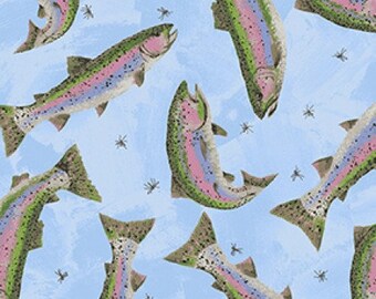 Trout Print Fabric | Etsy