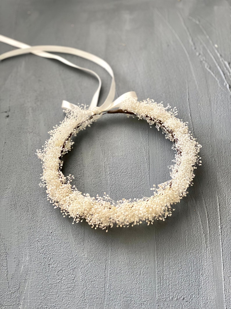 Babys Breath Hair Crown Preserved Gypsophila Baptism Hair - Etsy