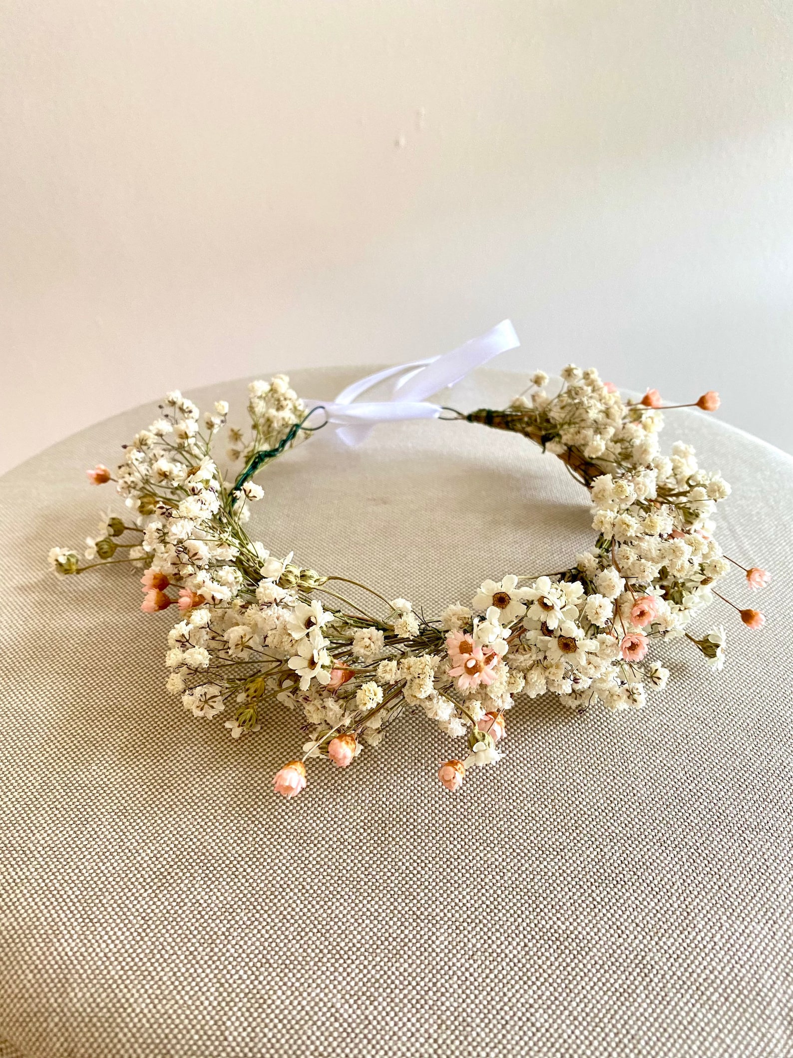 Dried Baby’s Breath Crown/ Baby's Breath and Daisy Flowers / Blush ...