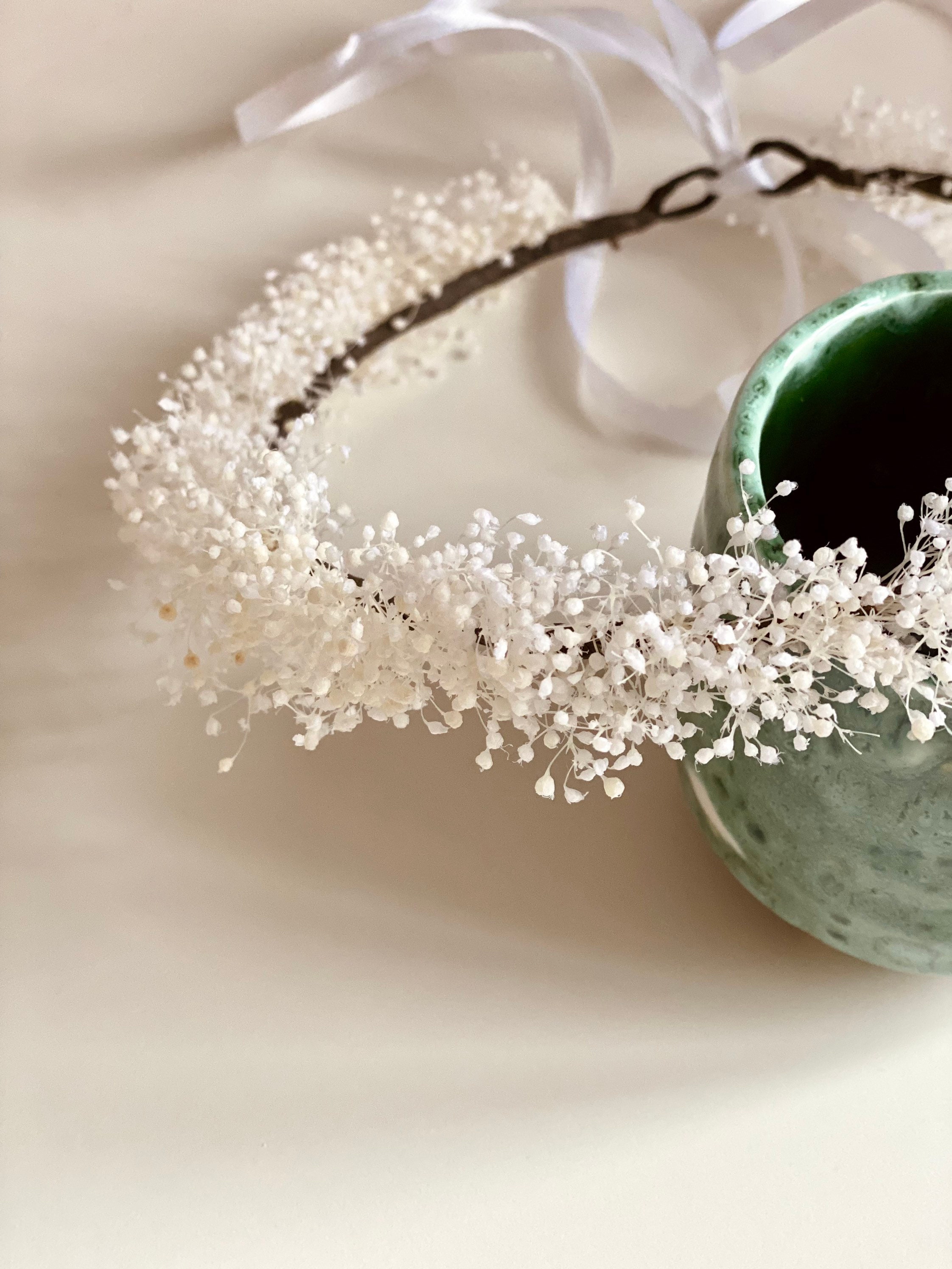 Baby’s Breath Hair Crown| Preserved Gypsophila Baptism Hair Accessories ...