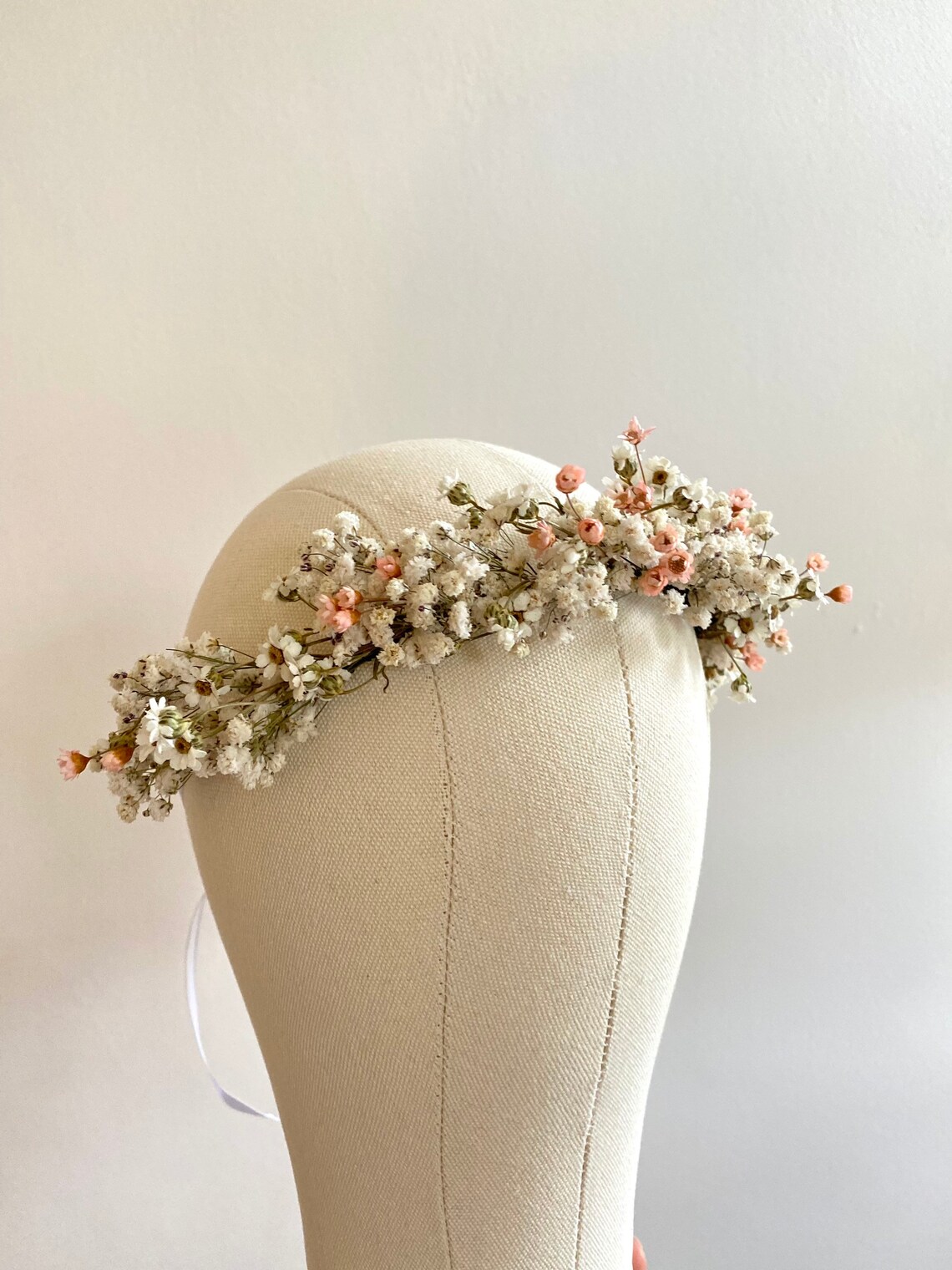 Dried Baby’s Breath Crown/ Baby's Breath and Daisy Flowers / Blush ...