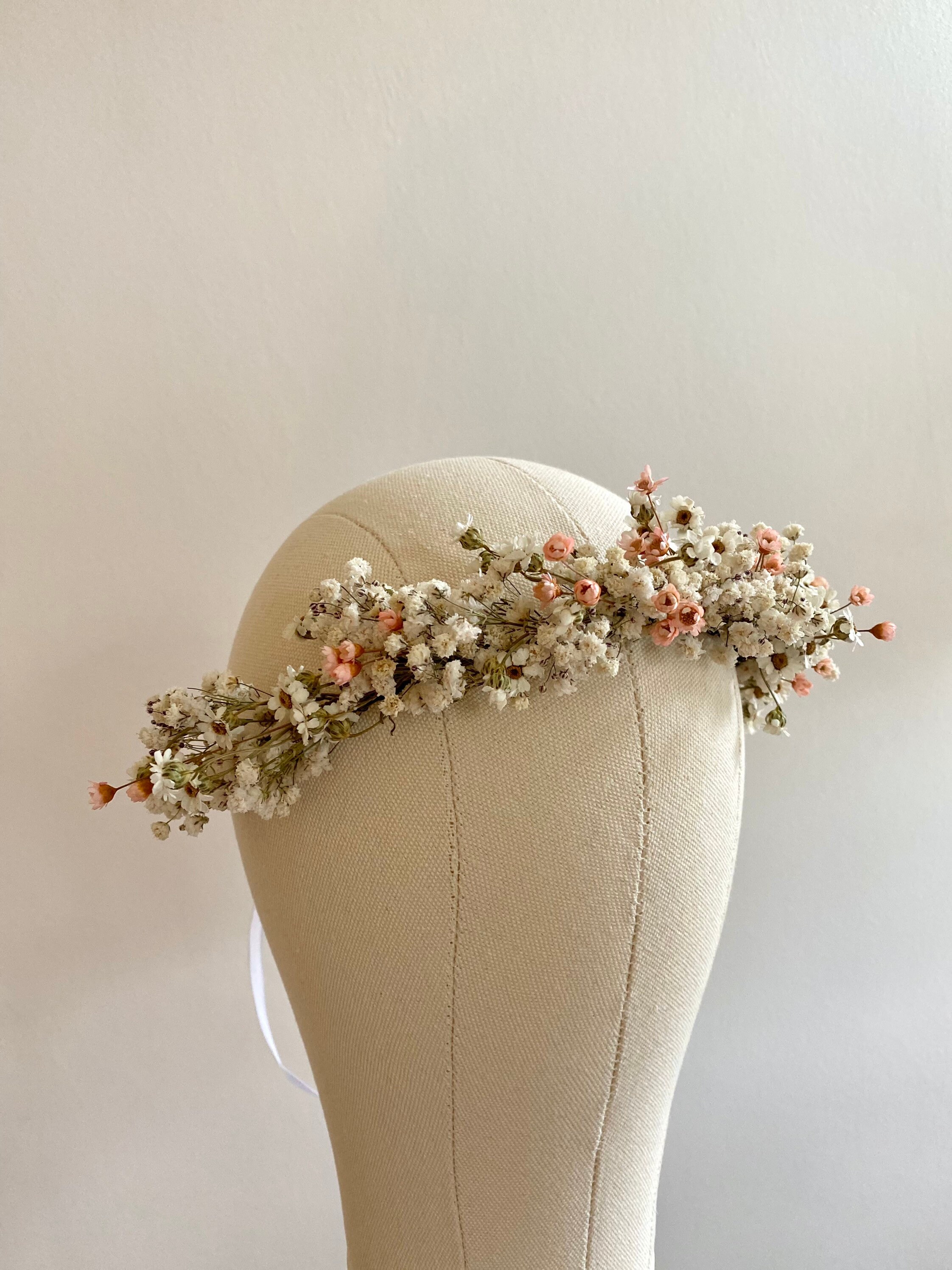 Dried Baby’s Breath Crown/ Baby's Breath and Daisy Flowers / Blush ...