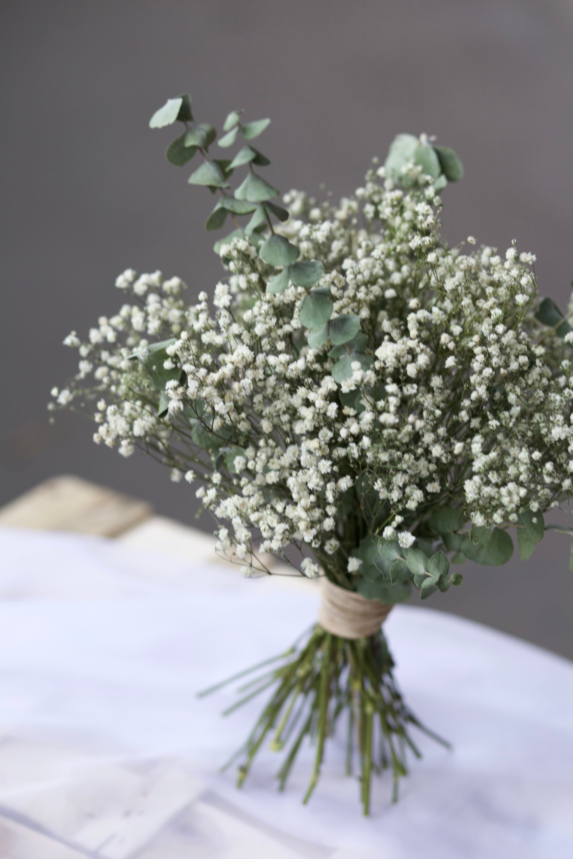 Eucalyptus And Babies Breath Bride Bouquet Dried Flower For Etsy
