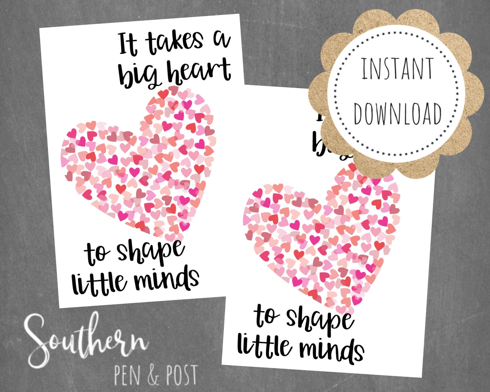 Printable Gift Tag, Teacher Appreciation, Big Heart to Shape Little ...